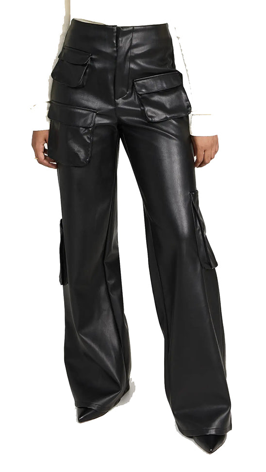 Layla Women's Real Leather Wide Leg Pants Black – Inland Leather Co