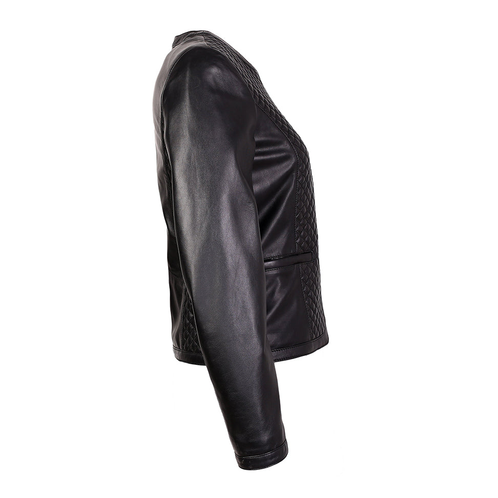 Gille Womens Diamond Patterned Leather Jacket – Inland Leather Co