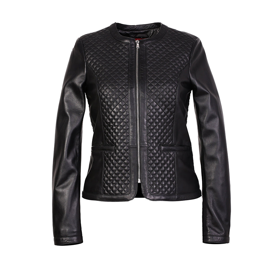 Gille Womens Diamond Patterned Leather Jacket – Inland Leather Co
