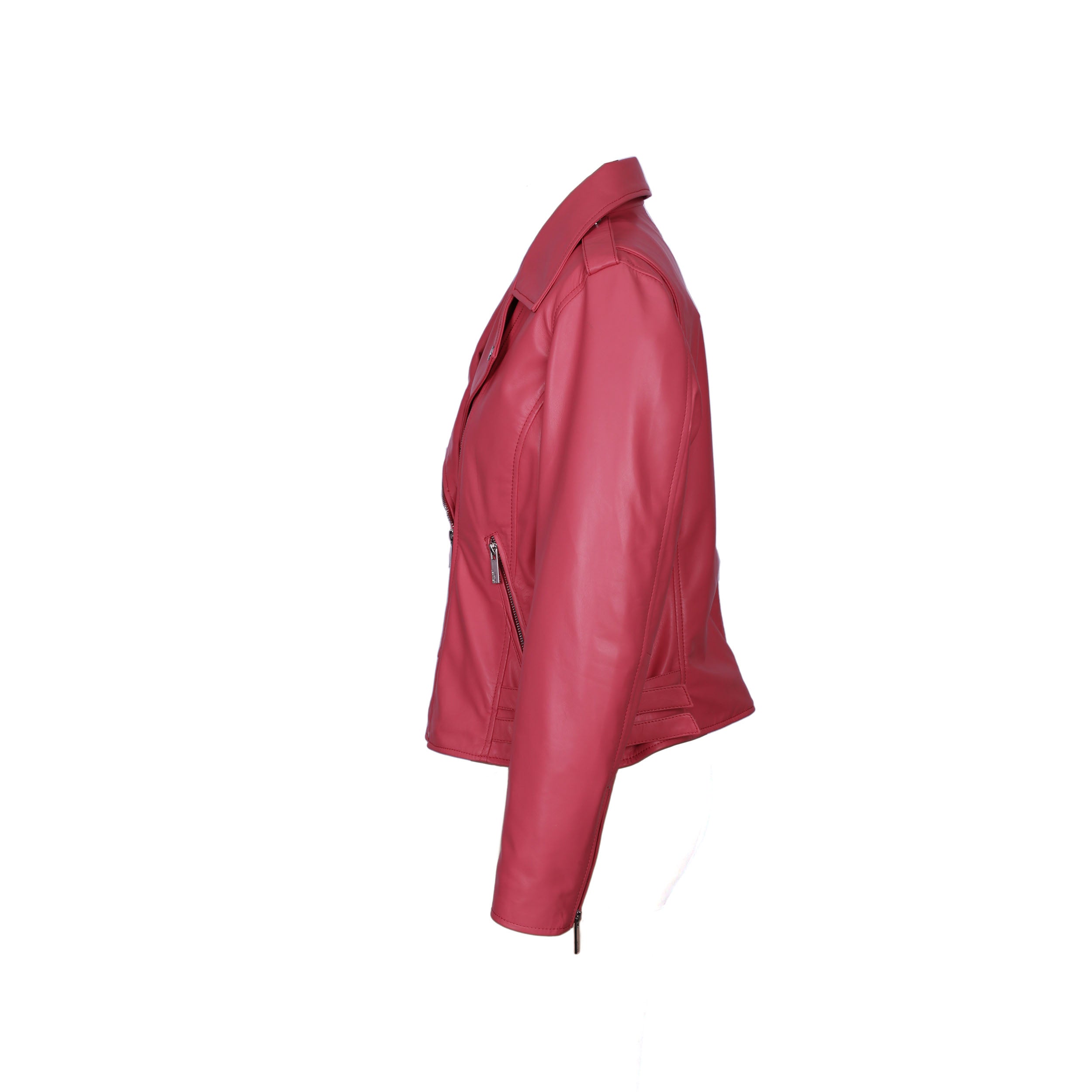 Gigi Hadid Pink Leather Biker Jacket | Replica – Inland Leather Co