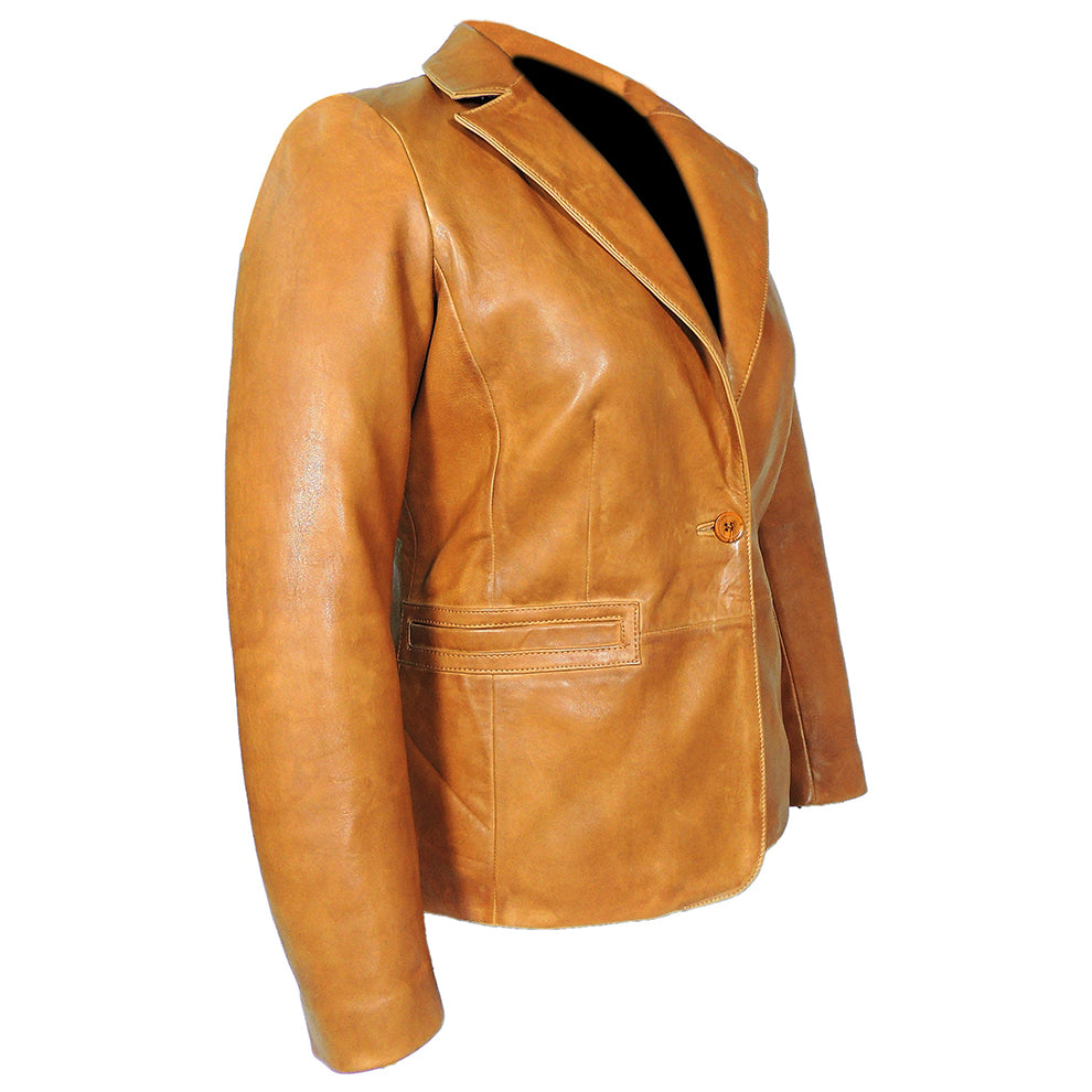 Karma Womens Caramel Tan Leather Blazer – Inland Leather Co