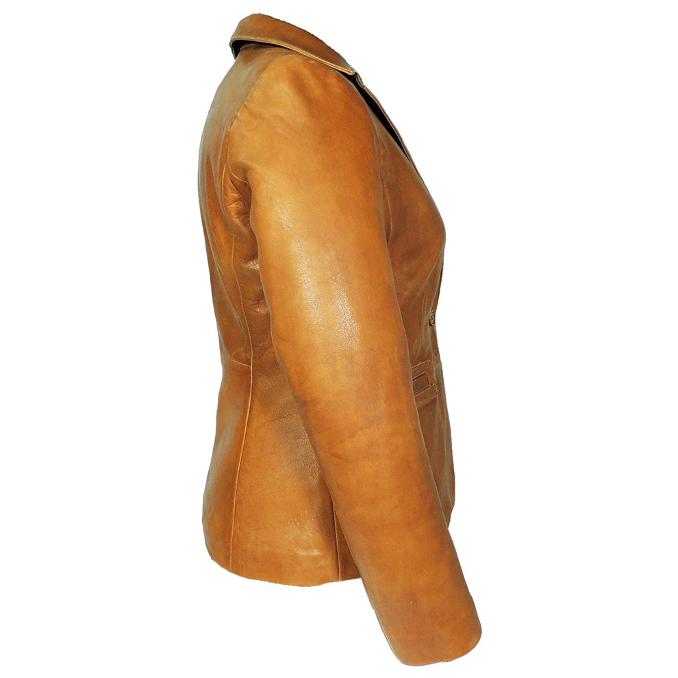 Karma Womens Caramel Tan Leather Blazer – Inland Leather Co