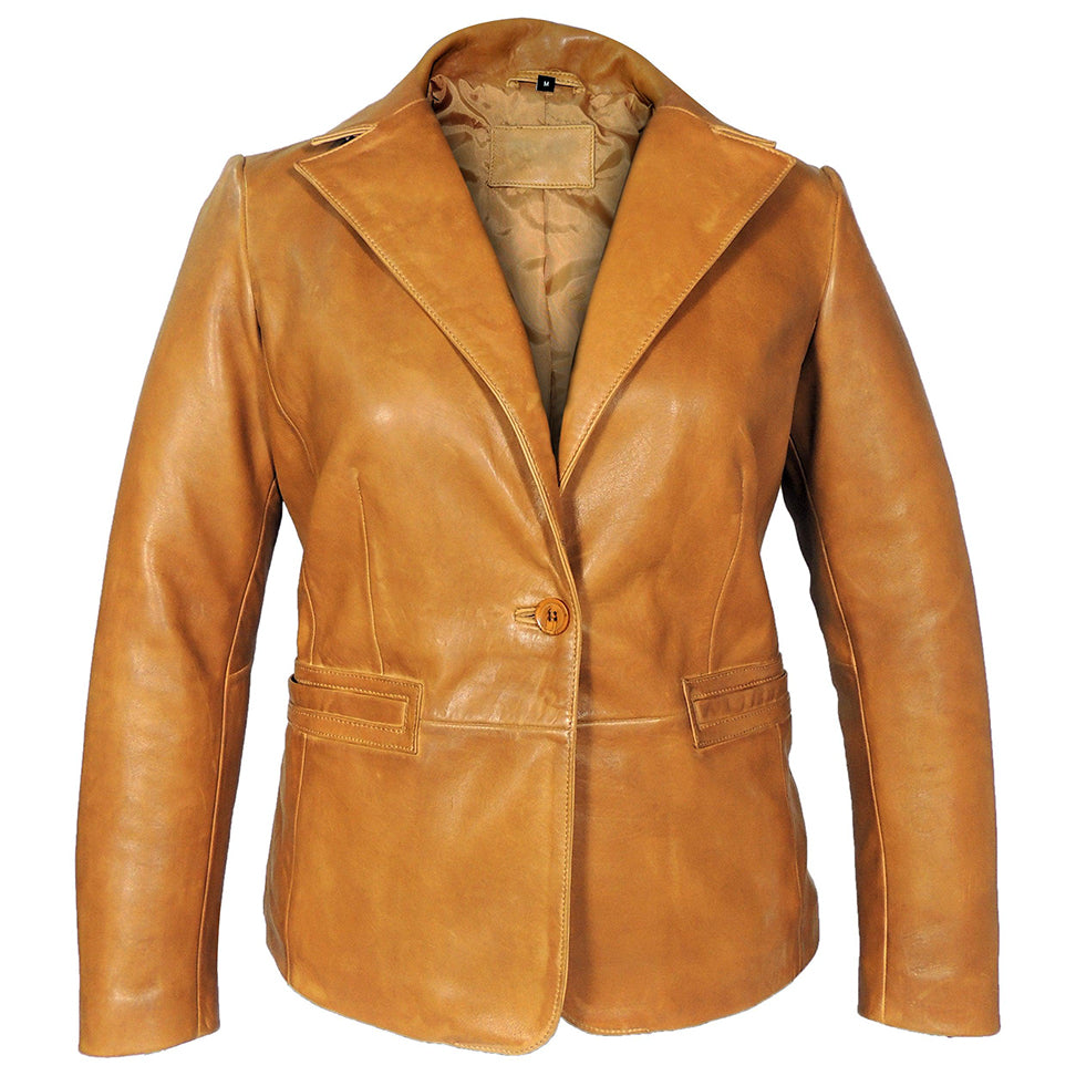 Karma Womens Caramel Tan Leather Blazer – Inland Leather Co