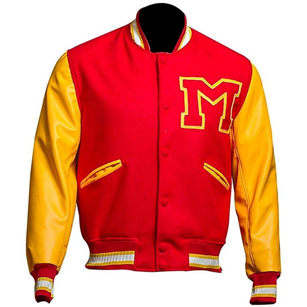 Mens Michael Jackson Thriller M Logo Varsity Jacket Red & Yellow Felix ...