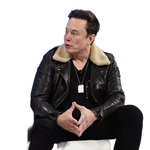 Elon Musk Leather Flight Jacket With Fur Lined Collar Black