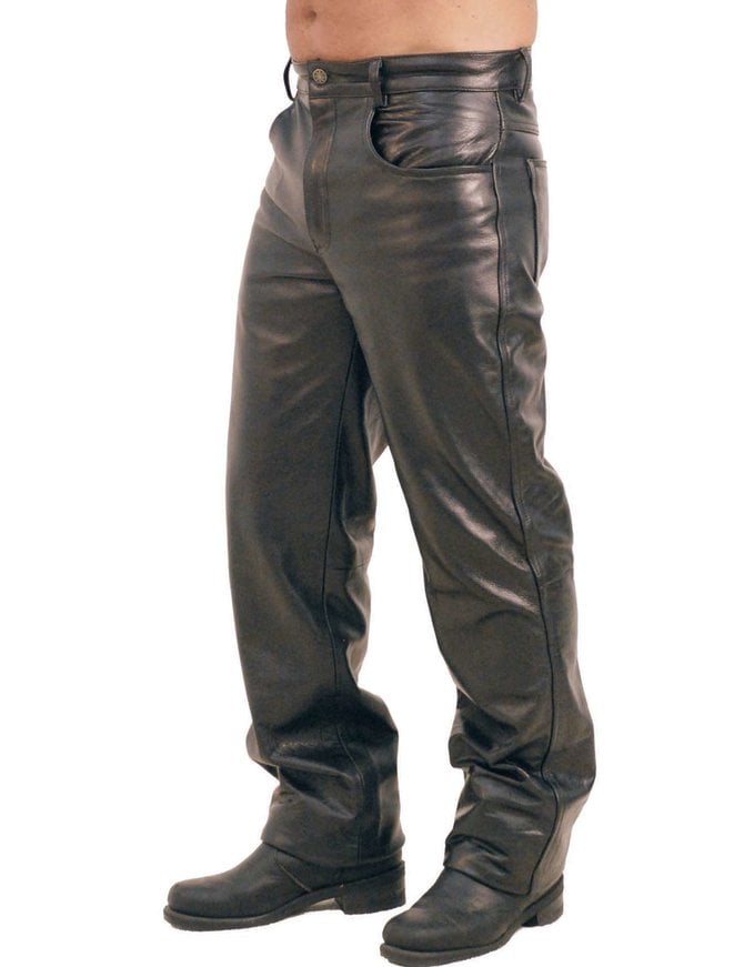 Louie Men's High Quality Real Leather Pants Black – Inland Leather Co