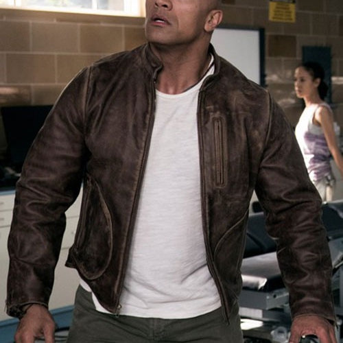 Dwayne Johnson Real Leather Jacket Brown