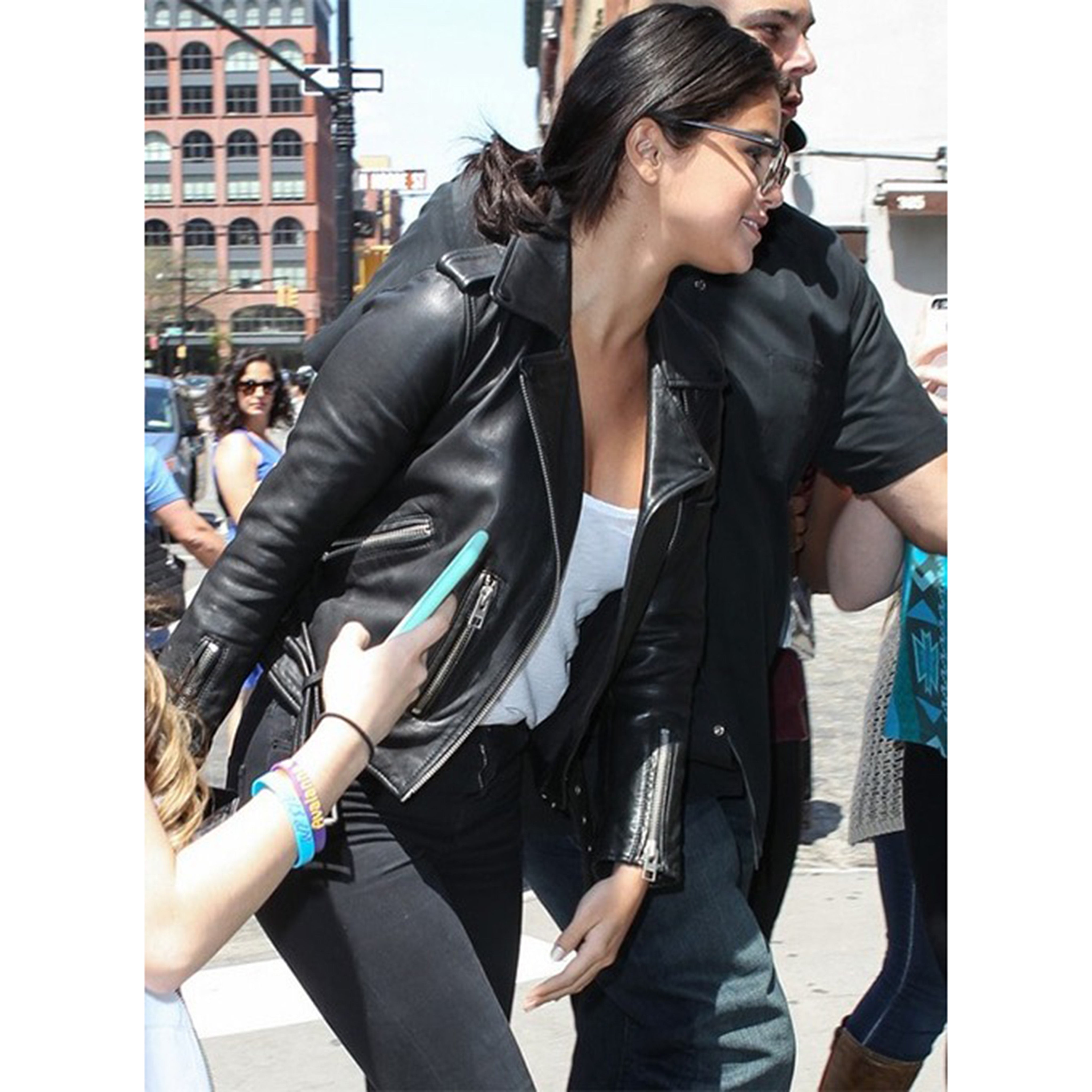 Selena Gomez Black Leather Biker Jacket – Inland Leather Co