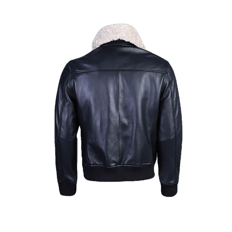 Karakul Mens Pilot Leather Jacket Faux Fur Collar – Inland Leather Co