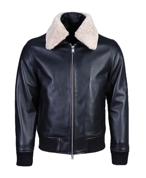 Karakul Mens Pilot Leather Jacket Faux Fur Collar – Inland Leather Co