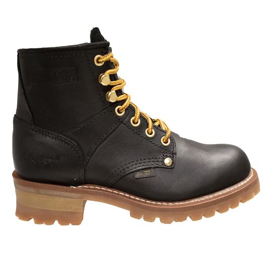 Women 6" Logger, Black Leather Boots – Inland Leather Co